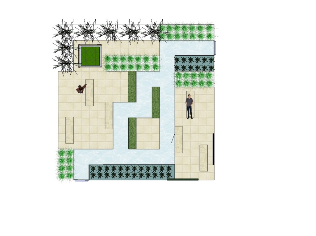 Plan of Urban garden Courtyard - Rhoda Maw